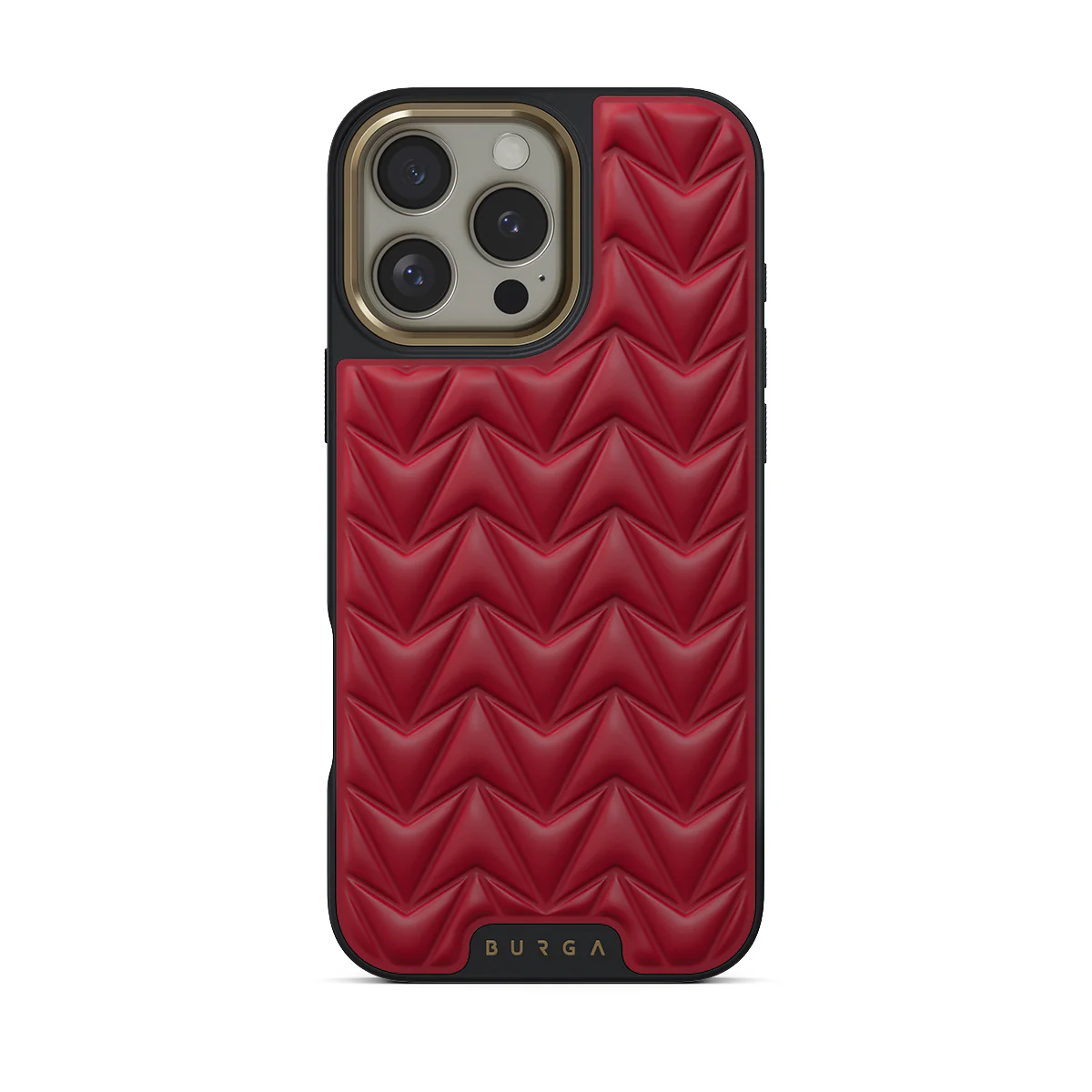 Burga Elite Gold Puffy Case For iPhone 16 Pro Max - Cherry - iDeal