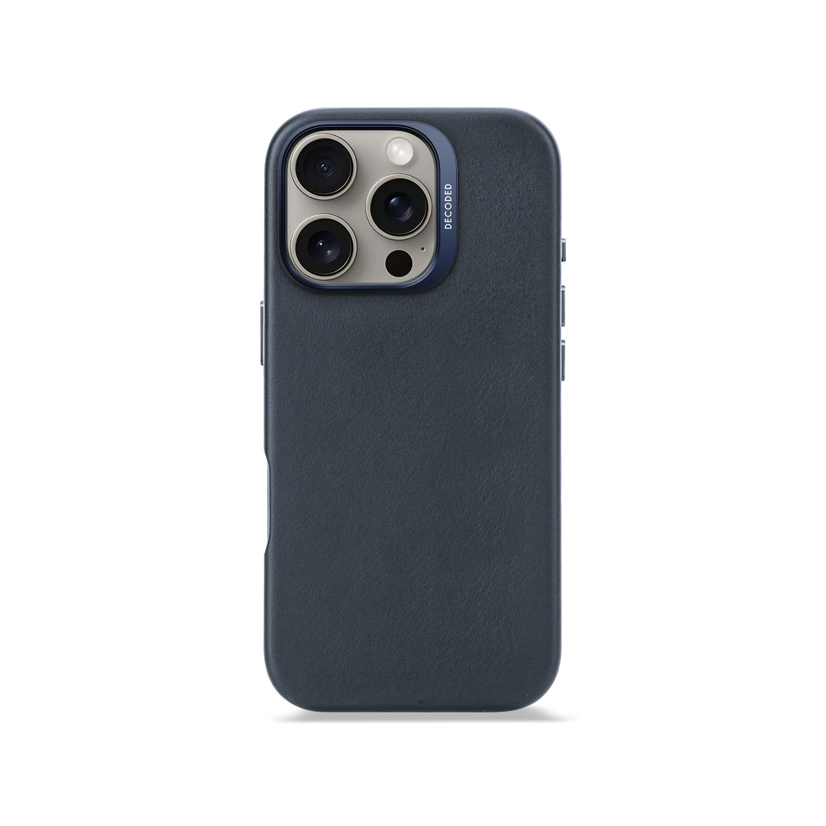 Decoded Leather MagSafe Compatible Cover for iPhone 16 Pro - Navy - iDeal